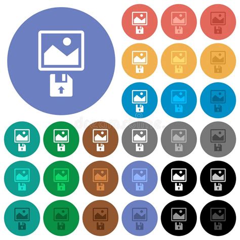 Upload Image From Floppy Disk Round Flat Multi Colored Icons Stock