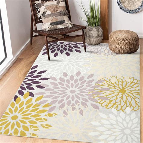 Amazon Com WESTLOOM Large Living Room Rug Washable Rug Floral Floor Cover Indoor Non Slip Stain