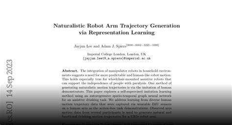 Paper Page Naturalistic Robot Arm Trajectory Generation Via Representation Learning