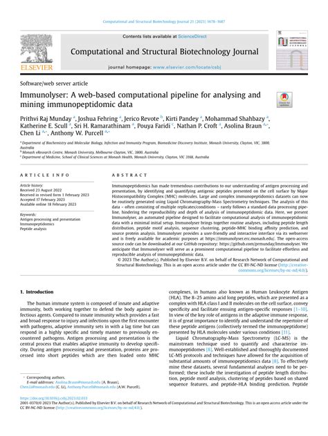 Pdf Immunolyser A Web Based Computational Pipeline For Analysing And