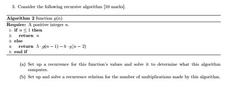 Solved 3 Consider The Following Recursive Algorithm 10
