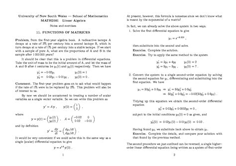 Math2501 Lecture Notes Linear Algebra Concepts And Exercises Studocu