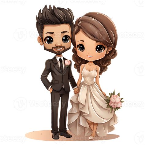 Linda Pareja Boda Clipart Ilustración Ai Generativo 27687751 Png