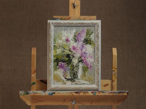 Картина маслом «Утренний букет сирени в вазе