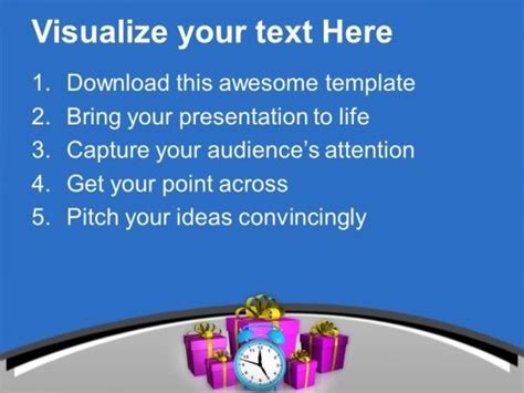 Alarm Clock With Wrapped Gifts Festival PowerPoint Templates Ppt Backgrounds For Slides