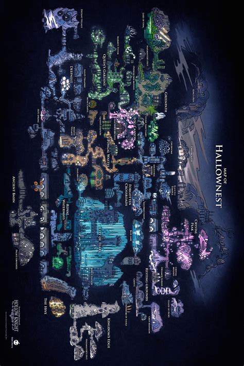 Hollow Knight Map Of Hallownest Poster Hollow Knight Wall Decor Etsy
