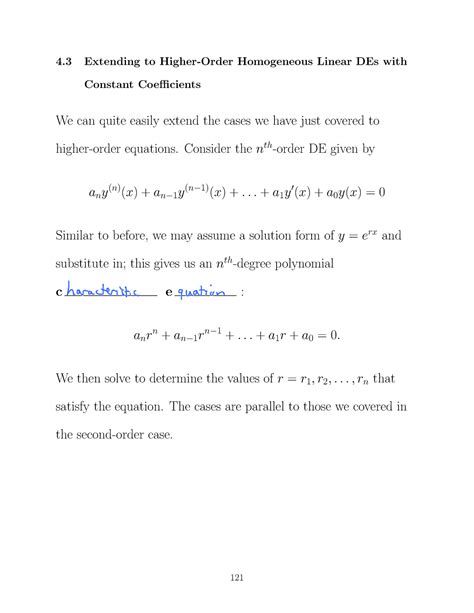 lecture 18 pages 121 to 126 higher order linear homogeneous des with constant coeffs 4