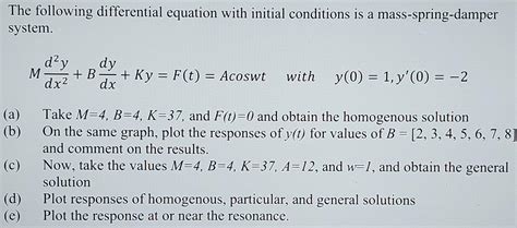 Solved The Following Differential Equation With Init