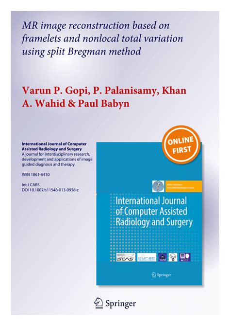 Pdf Mr Image Reconstruction Based On Framelets And Nonlocal Total Variation Using Split