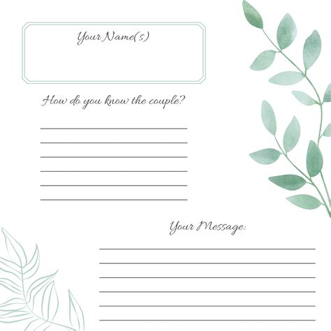 Wedding Guest Book Pages Printable