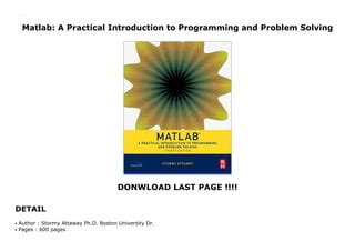 Matlab A Practical Introduction To Programming And Problem Solving PPT