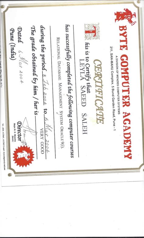 Oracle Certificate Pdf