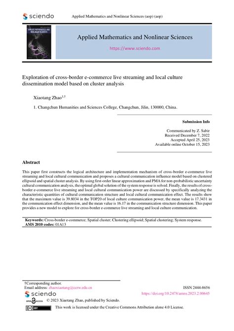 Pdf Exploration Of Cross Border E Commerce Live Streaming And Local Culture Dissemination