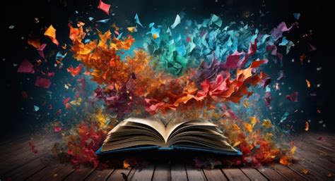 Premium AI Image Open Book With Falling Papers Confetti Knowledge Concept