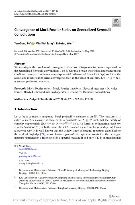 Convergence Of Mock Fourier Series On Generalized Bernoulli