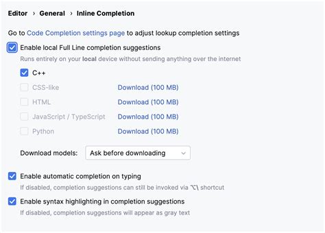 Full Line Code Completion CLion Documentation