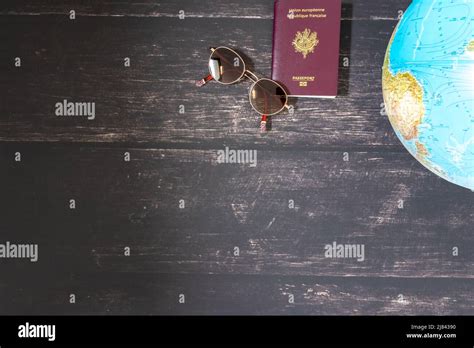 World Map And Items On Wooden Background Flat Lay Summer Travel