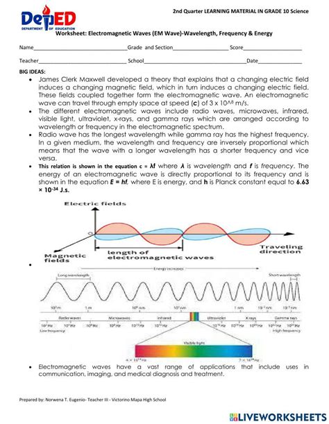 Electromagnetic Waves Worksheet Doc
