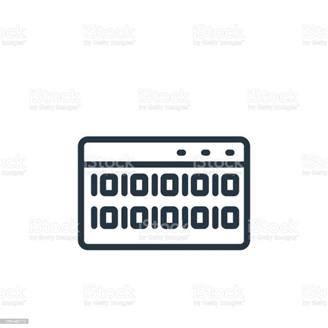 바이너리 아이콘입니다 인공 지능 컬렉션에서 흰색 배경에 격리 된 얇은 선형 이진 윤곽선 아이콘 라인 벡터 사인 웹 및 모바일 기호 0에 대한 스톡 벡터 아트 및 기타 이미지