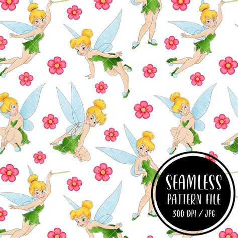 Tinkerbell Seamless Pattern Digital Paper Background Download Free Commercial Use Etsy