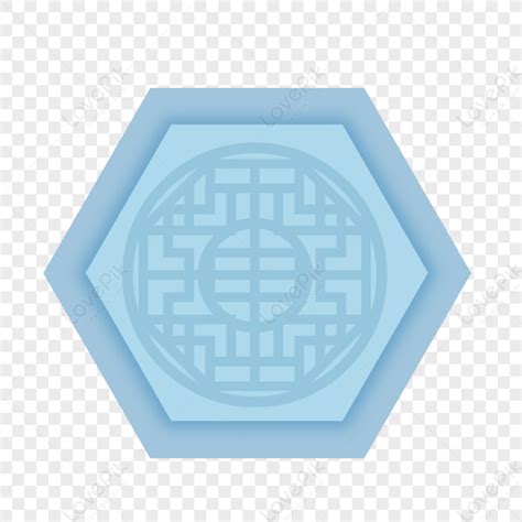 한국 일러스트 전통 문양 하늘색 육각형 원형 선화 테두리전통무늬경계선 Png 일러스트 무료 다운로드 Lovepik