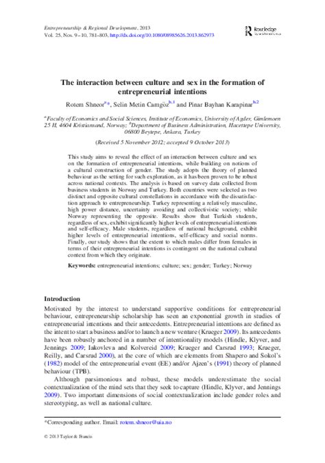 Pdf The Interaction Between Culture And Sex In The Formation Of