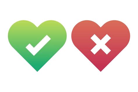 Premium Vector Hearts Gradient Check Mark And Cross