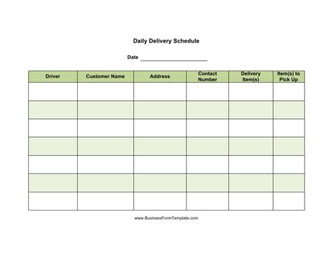 Daily Delivery Schedule Template Download Printable PDF Templateroller