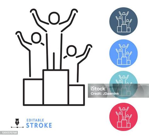 어워드 트로피 와 수상자 포디엄 테마 얇은 라인 아이콘 세트 편집 스트로크 1에 대한 스톡 벡터 아트 및 기타 이미지 1 1위 Championship Istock