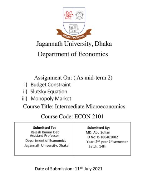 Intermediate Microeconomics Ii Assignments Microeconomics Docsity