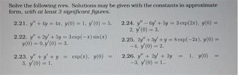Solved Solve The Following Ivps Solutions May Be Given With