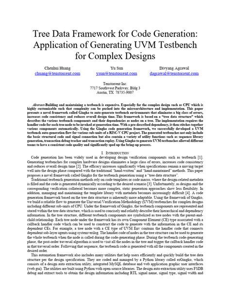 1125 Tree Data Framework For Code Generation Application Of Generating Uvm Testbench For Complex