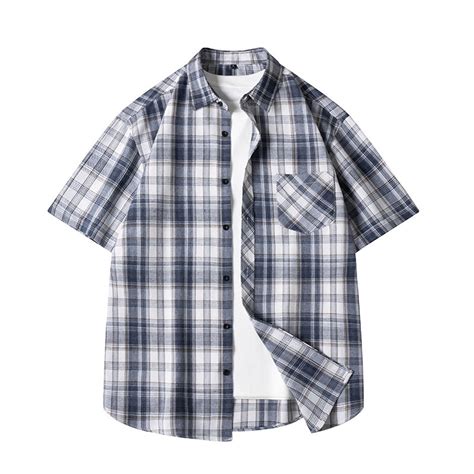Cheeream Mens Short Sleeve Button Down Shirt Plaid Button Up Shirts