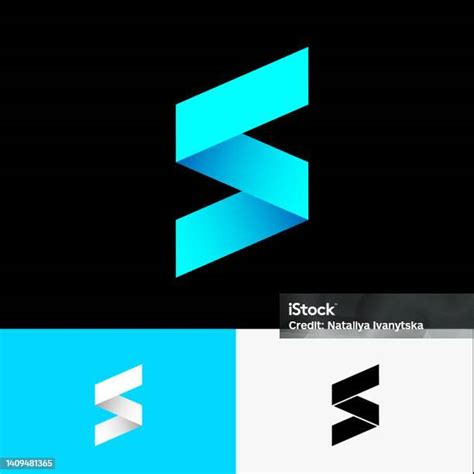 Chữ S Lồng Chữ Biểu Tượng S Origami Chữ S Bao Gồm Ruy Băng Màu Xanh Hoặc Dải Giấy Hình Minh Họa