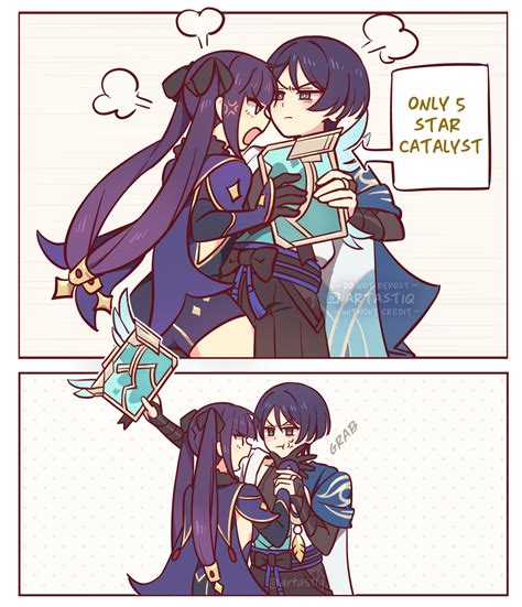 Mona Scaramouche Wanderer And Mona Genshin Impact Drawn By