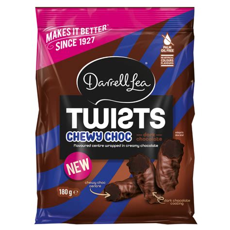 Dark Chocolate Chewy Choc Twists 180g Darrell Lea