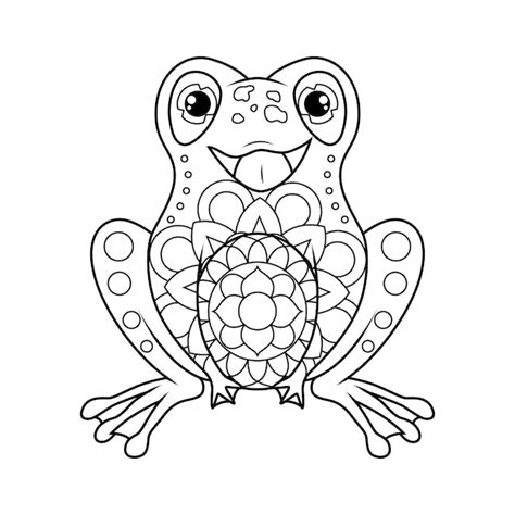 아이들을 위한 색칠하기 책 Zentangle 스타일의 귀여운 개구리 프리미엄 벡터