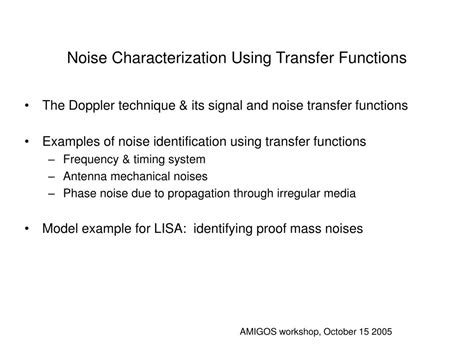 PPT Noise Characterization Using Transfer Functions Examples From Spacecraft Doppler Tracking