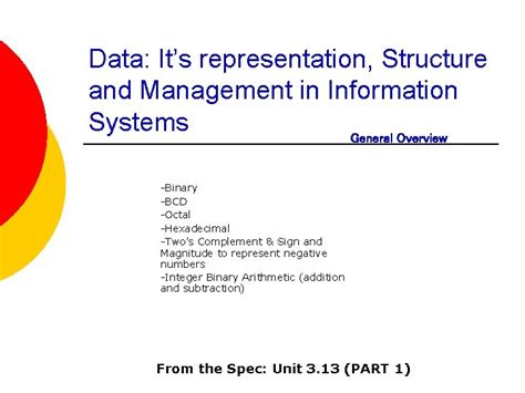 data its representation structure and management in information