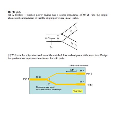 Solved Q3 20 Pts A A Lossless T Junction Power Divider
