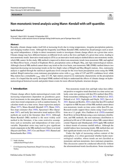Non Monotonic Trend Analysis Using MannKendall With Self Quantiles