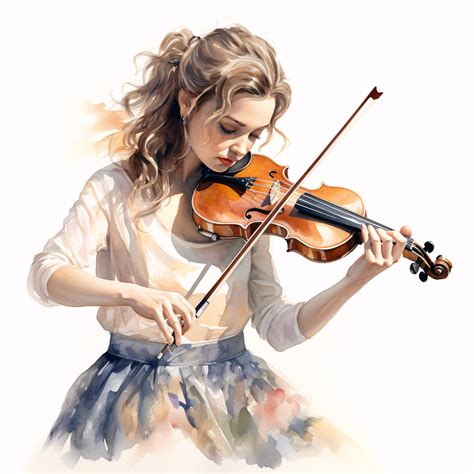 Violin Girl Clipart Musician Playing Violin Images 10 Watercolor Clip