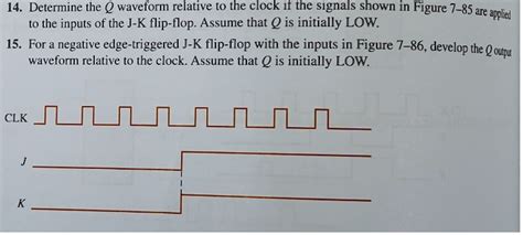 14 Determine The Q Waveform Relative To The Clock If The Signals Shown In Figure 7 85 Are