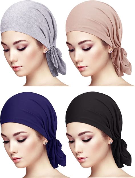 6 Pieces Head Scarf For Women Slip On Pretied Head Scarves Cancer