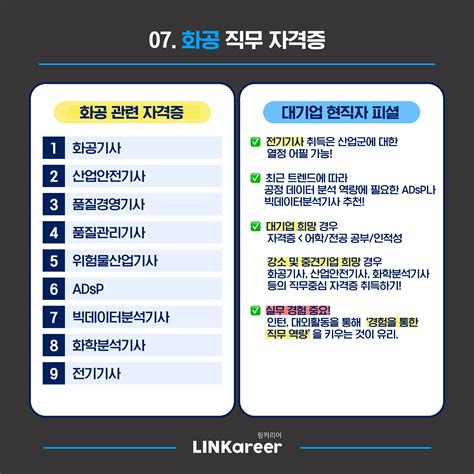 자격증 꿀팁 신뢰성 100 대기업 현직자가 말해주는 문이과 직무별 총정리 링커리어 커뮤니티