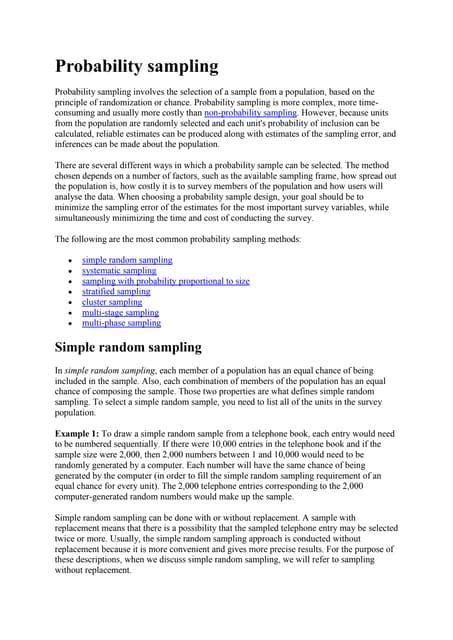 Simple Random Sampling Pdf