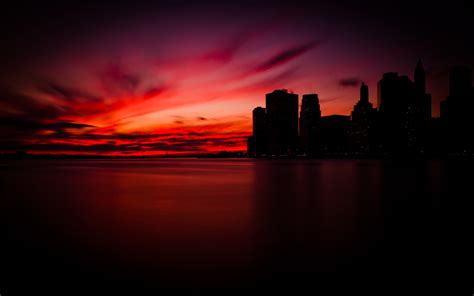 Wallpaper Sunset Night Reflection Sky Sunrise Skyline Evening