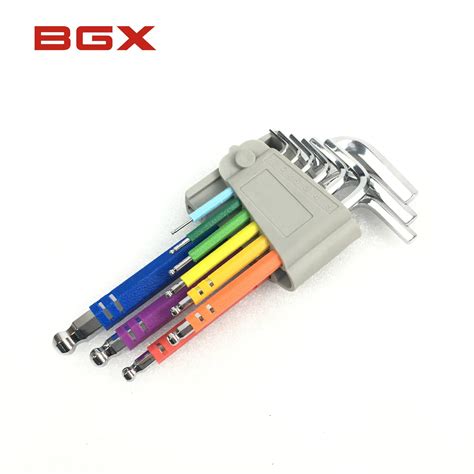 Bgx 9 Pcs Ball End Color Coated Allen Key Hex Wrench Set 9 Pcs Ball End Crv And Middle Long