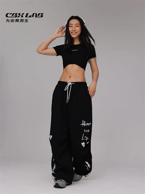 Cbxlab Dan A De Rua Feminina Preto Rua Graffiti Cal As Casuais Hip Hop Cal As