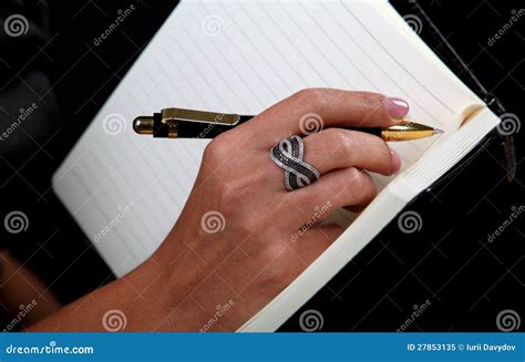 Women`s Hand Wrote On The Notebook Stock Image Image Of Beauty Concept 27853135